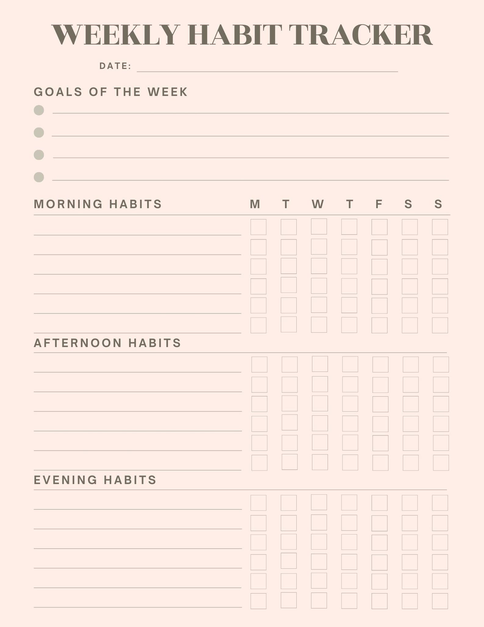 Weekly Habit Tracker | Printable PDF | Wellness & Productivity Planner ...