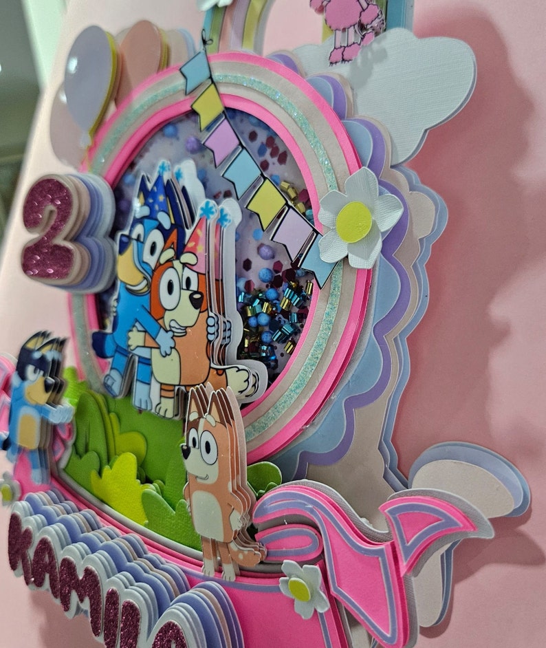 Bluey Cake Topper, Personalized Cake Topper, Bluey and Bingo, Summer ...