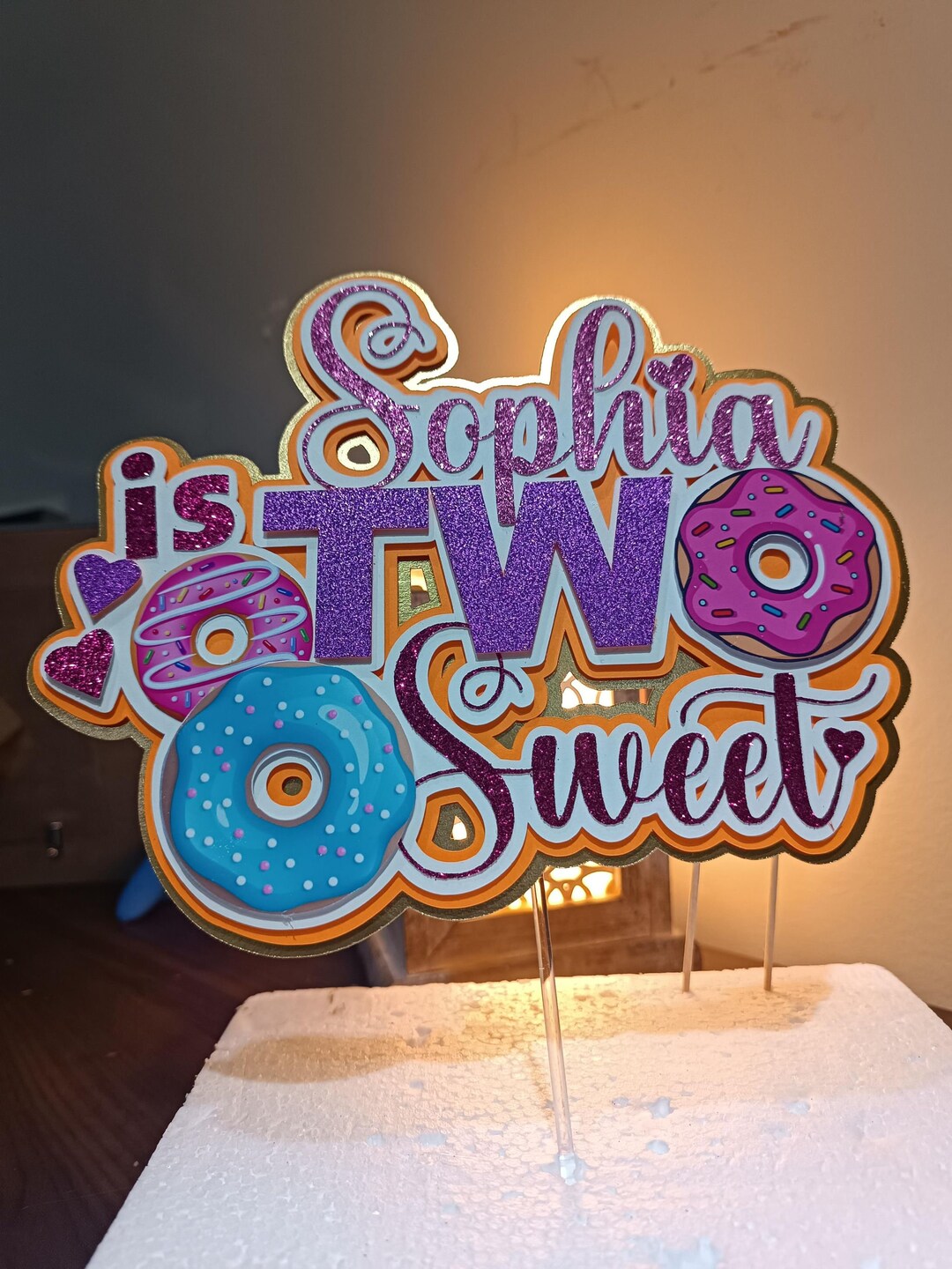 Two Cake Topper Glitter Second Birthday Cake Topper. 2nd Birthday ...