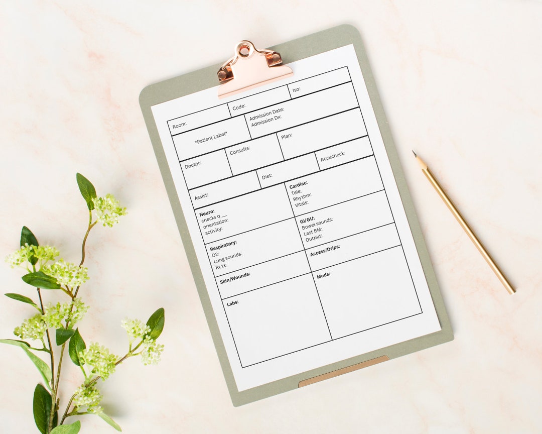 Basic Nurse Report Sheet Digital Download - Etsy