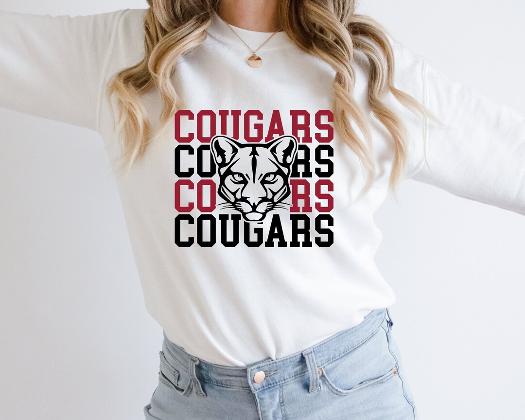 Cougars Mascot SVG PNG, Cougars Stacked, School Spirit Svg, School ...