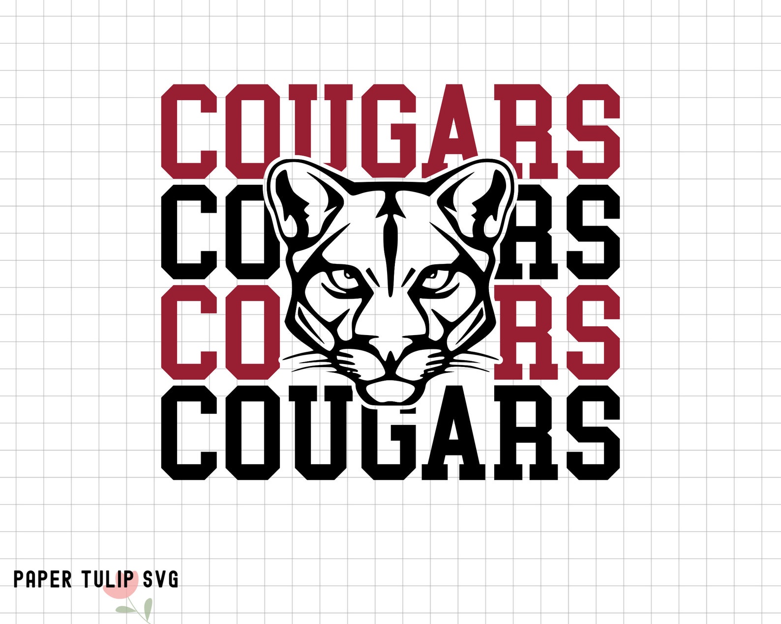 Cougars Mascot SVG PNG, Cougars Stacked, School Spirit Svg, School ...