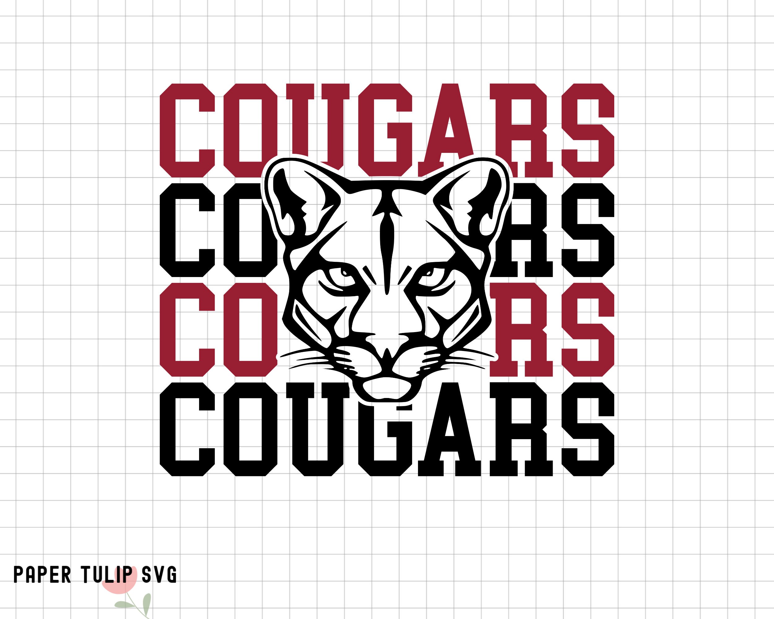 Cougars Mascot SVG PNG Cougars Stacked School Spirit Svg - Etsy