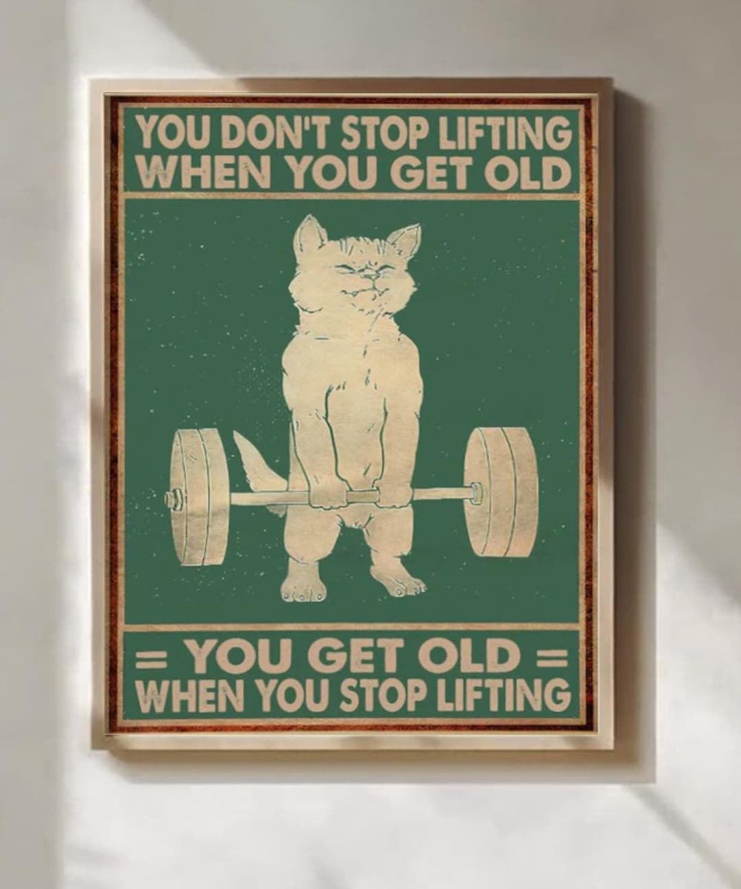 Funny Cat Gym Poster Print, Motivational Fitness Wall Art, Home Gym ...