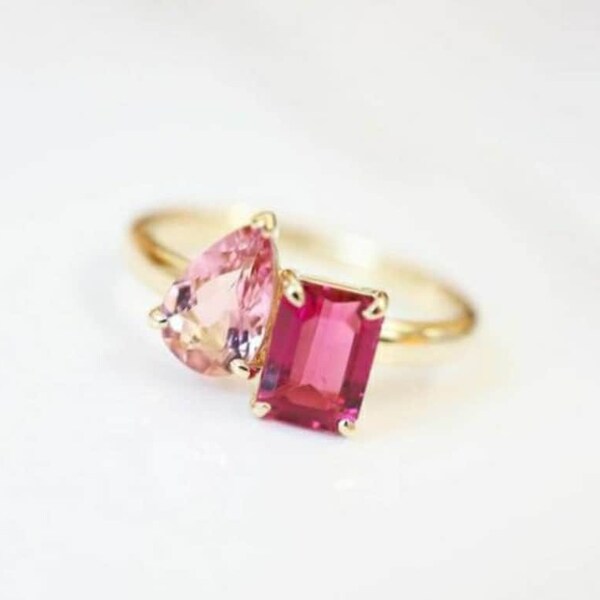 Ruby and Sapphire Engagement Ring - Etsy