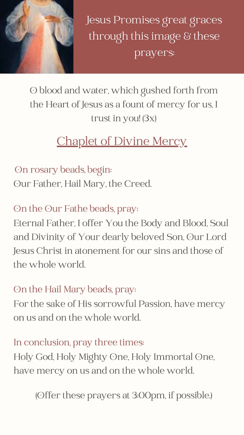 How to Pray the Divine Mercy Chaplet - Etsy