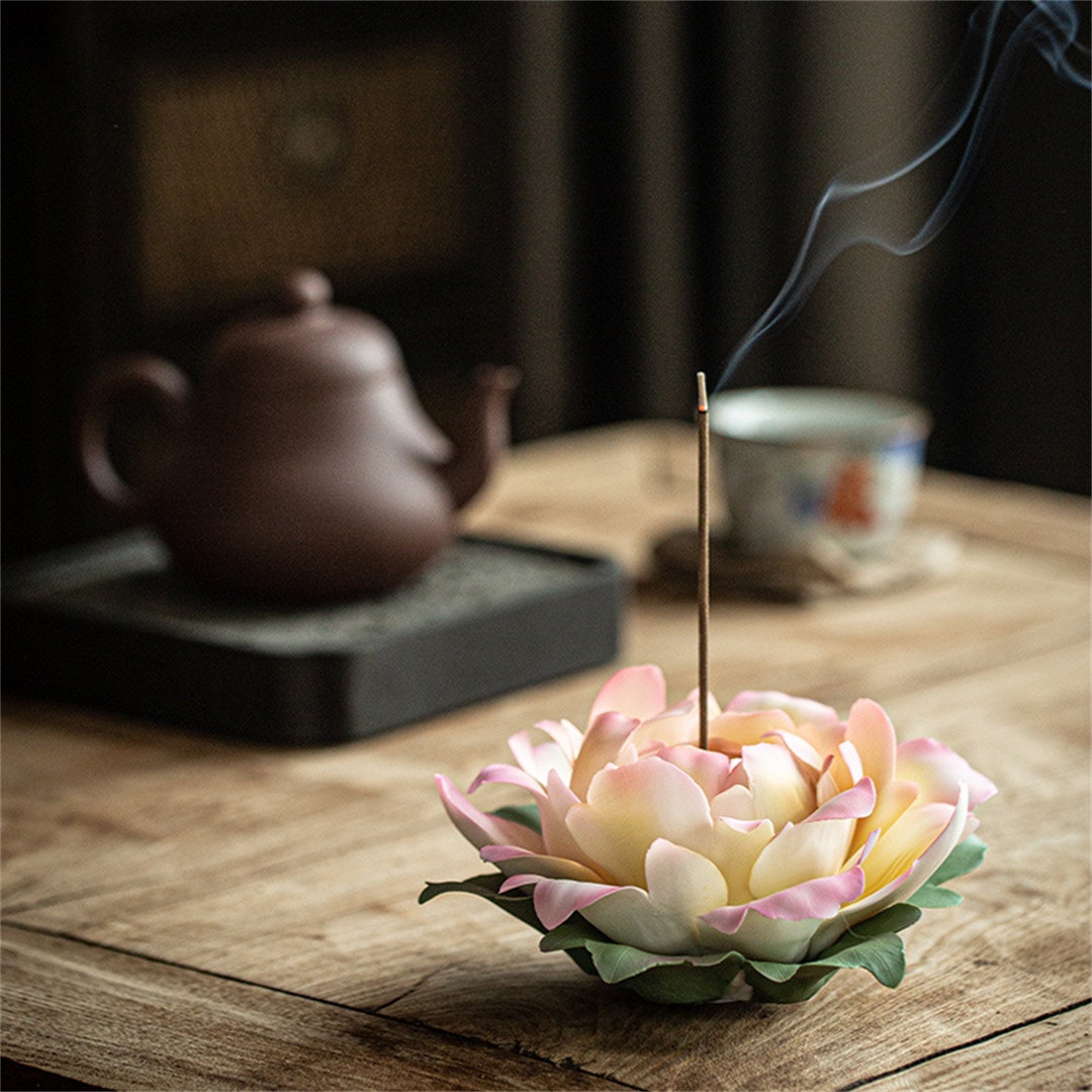 Ceramic Peony Incense Holder, Pink Peony Incense Holder, Peony Incense ...