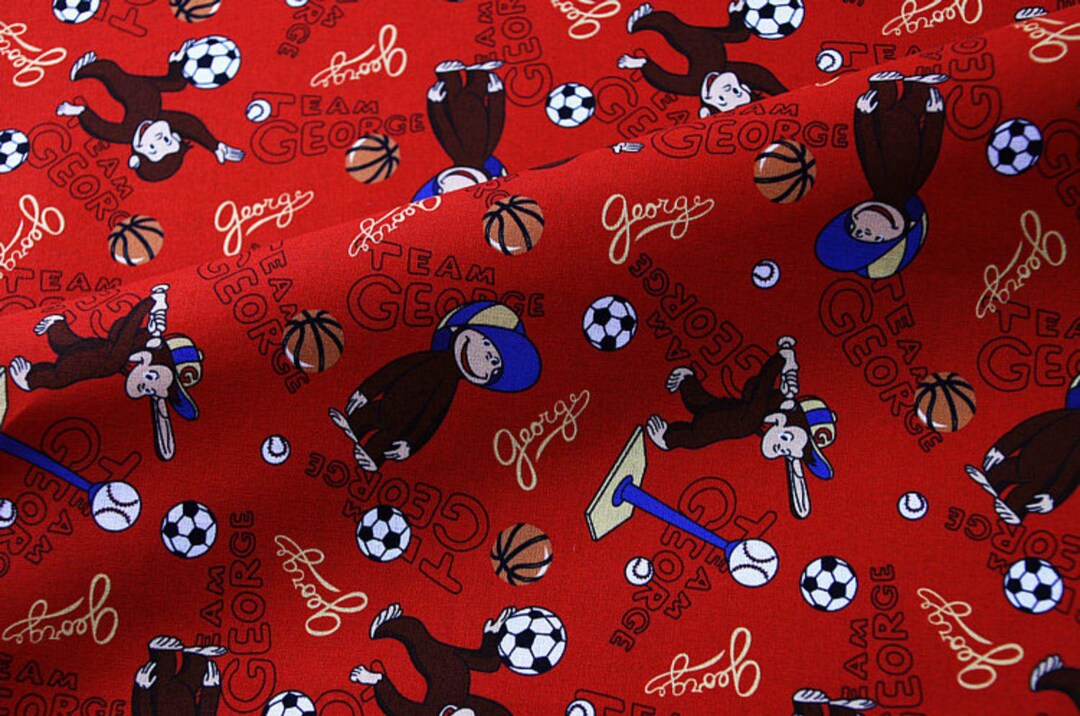 Curious George Fabric Team George Fabric Cartoon Anime Fabric 100% ...