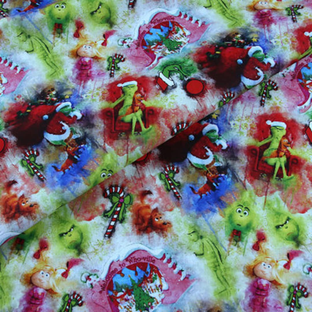 The Grinch Christmas Fabric Grinch Fabric Cartoon Anime Fabric 100% ...