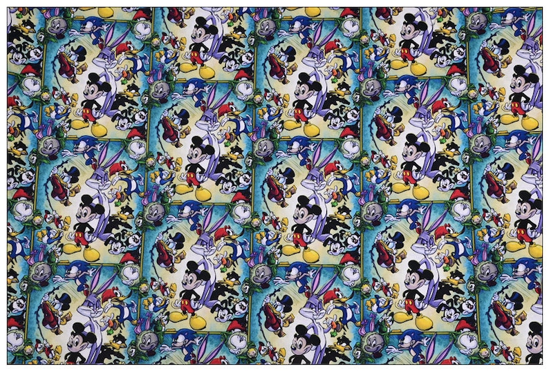 Mickey Minnie Mouse Fabric Donald Duck Goofy Fabric Cartoon - Etsy