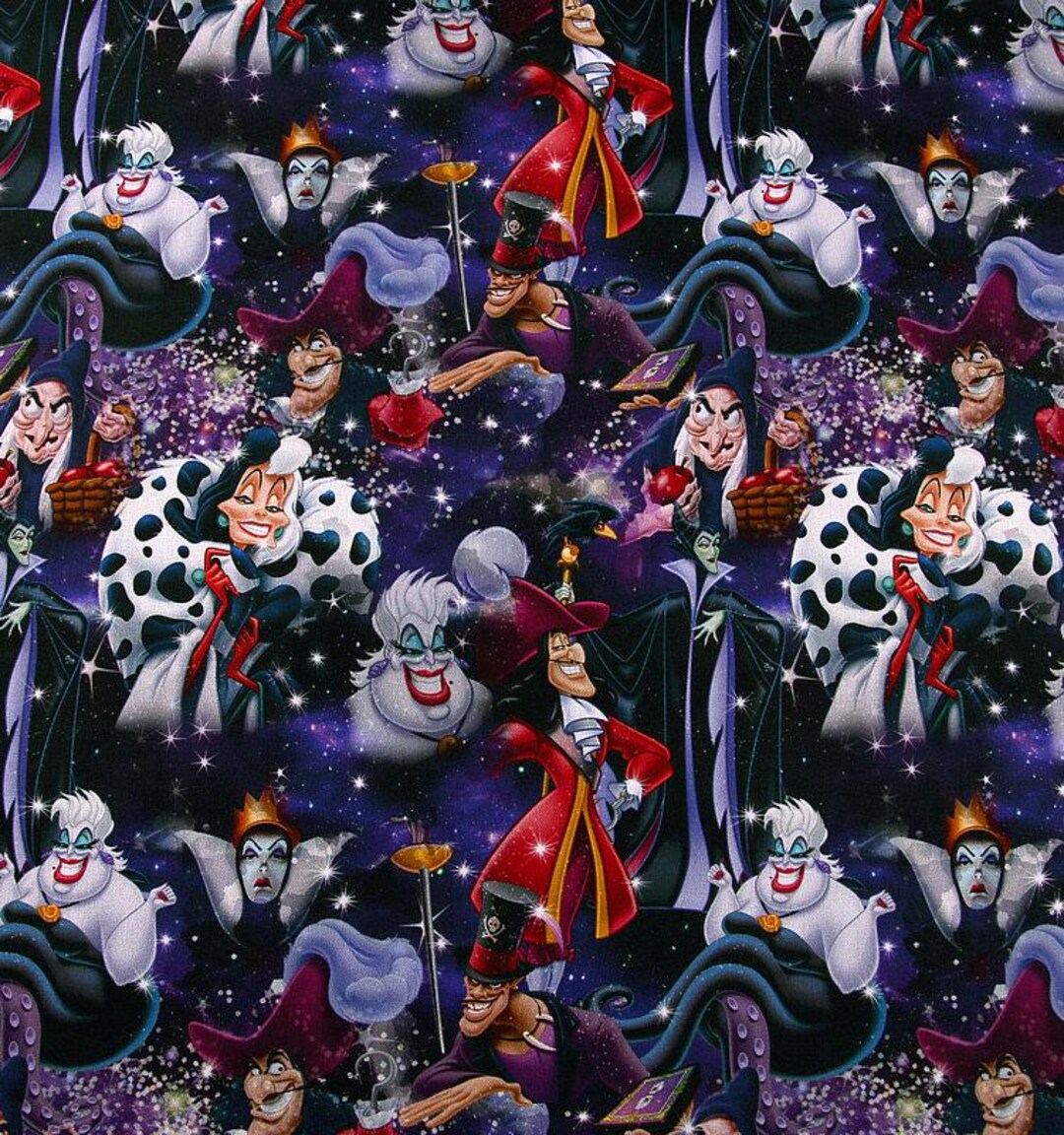 Evil Characters in Disney Fabric Cartoon Anime Fabric 100% Cotton ...