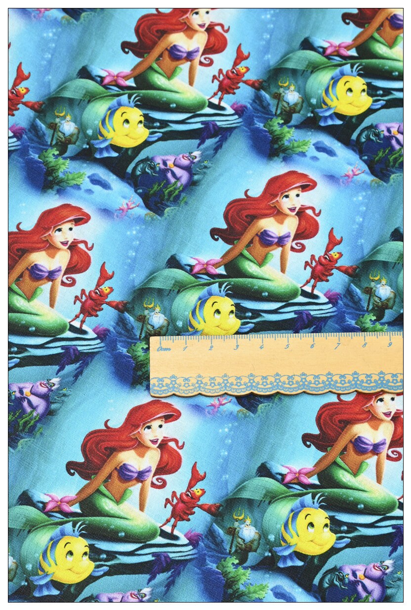 Disney Little Mermaid Ariel Fabric Cartoon Anime Fabric 100% - Etsy