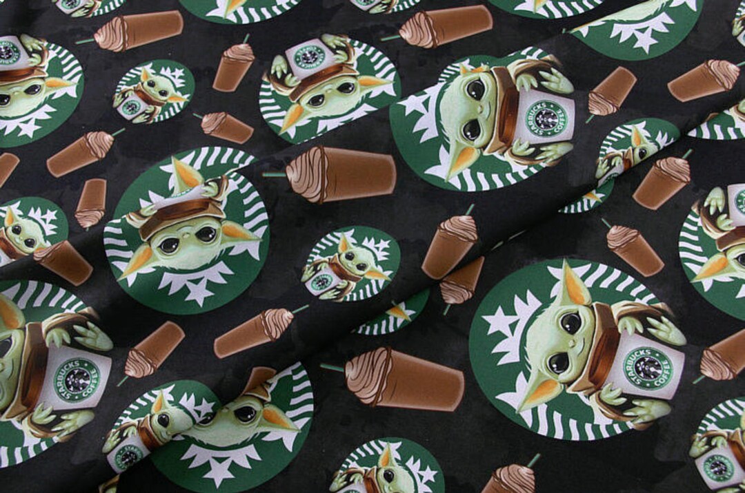 Star Wars Fabric Yoda & Starbucks Fabric Starbucks Coffee Fabric ...