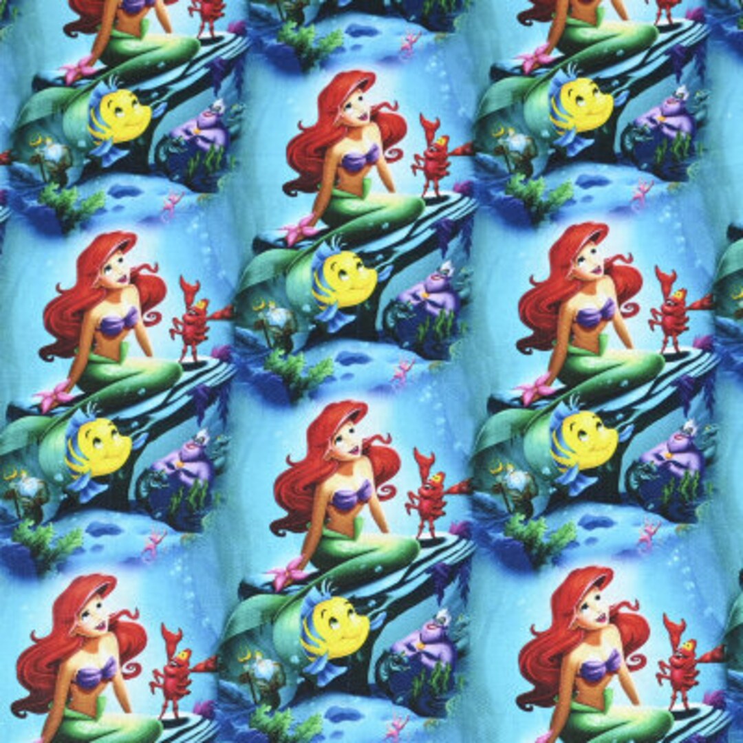 Disney Little Mermaid Ariel Fabric Cartoon Anime Fabric 100% Cotton ...