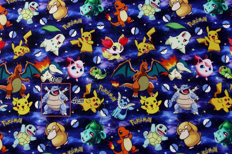 Pokemon Fabric Pikachu Fabric Pocket Monster Fabric Cartoon - Etsy