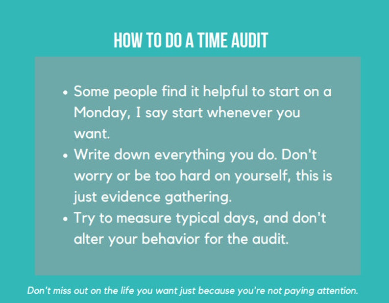 Time Audit Printable Workbook 24 Hour Clock: Stop Waiting Your Time ...