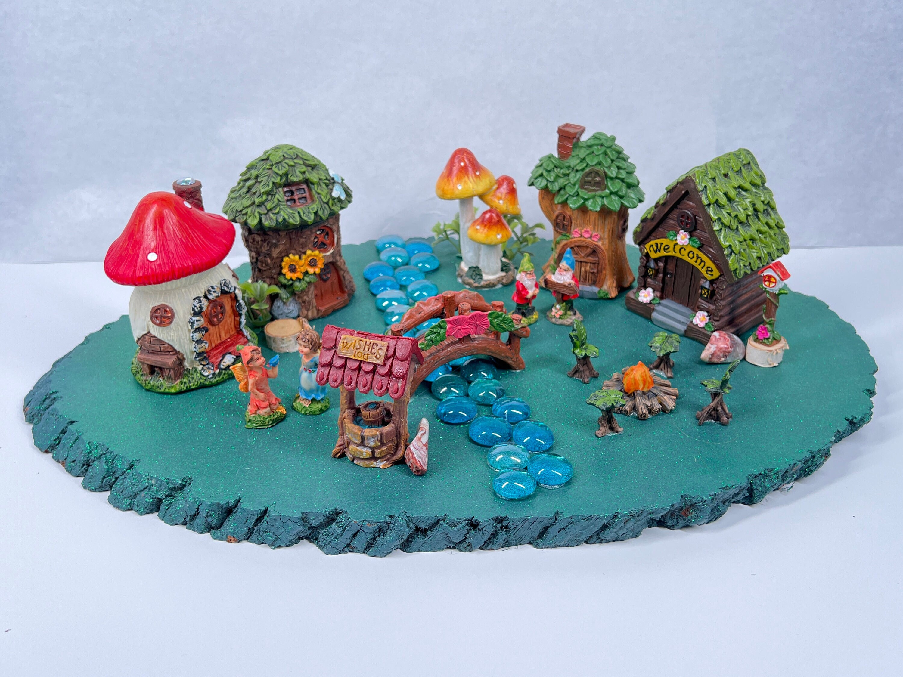 Complete Miniature Gnome Village OOAK Gnomes Fairies Garden on Wood ...