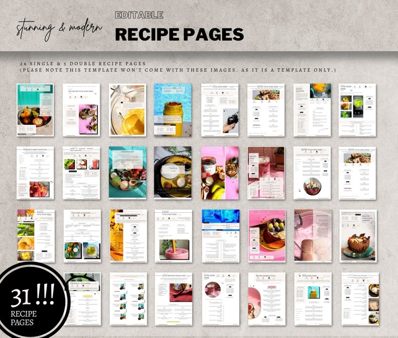 Cookbook Template for Canva Recipe Book Template Editable - Etsy