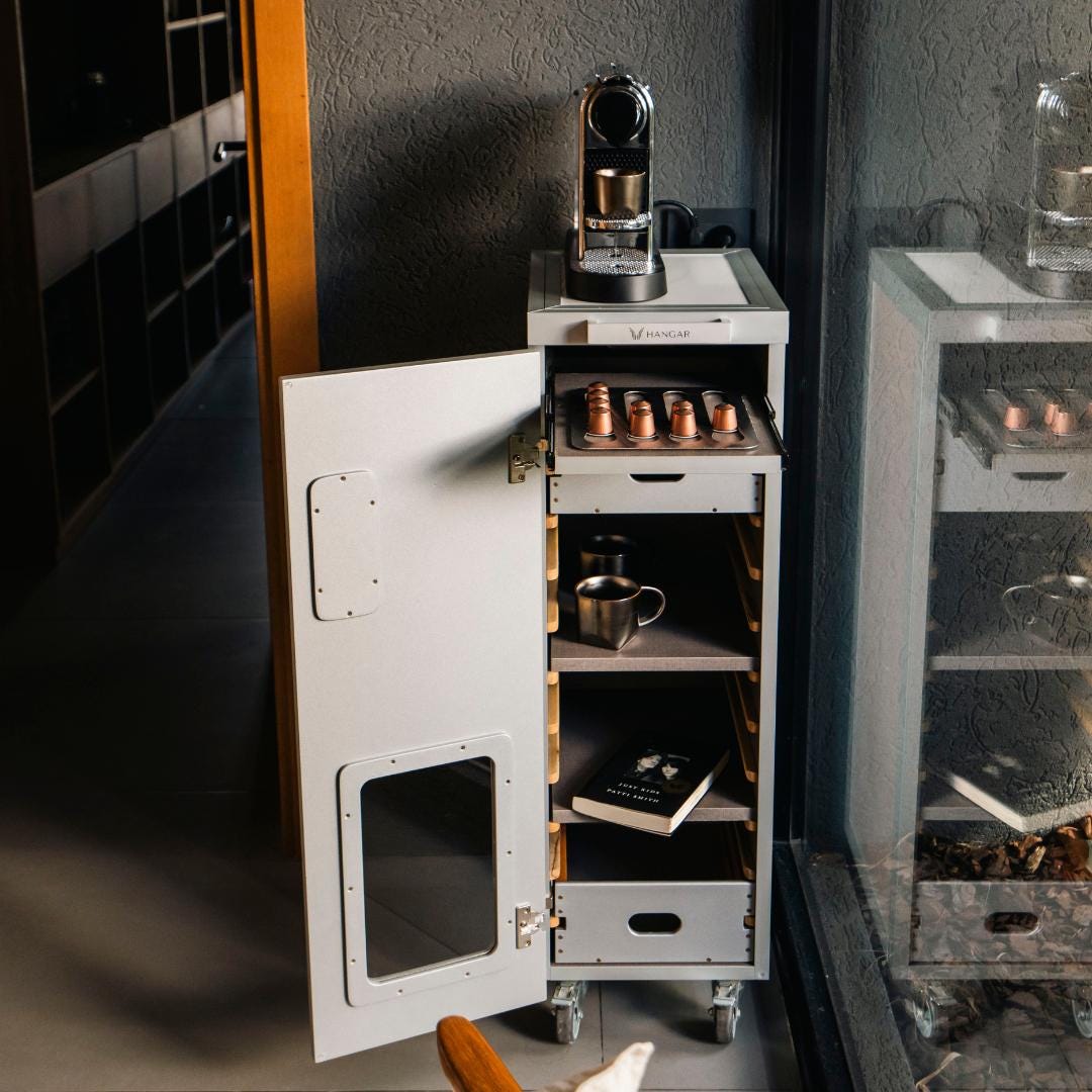 Aviation Inspired Coffee Station Cabinet | Aircraft Style Coffee Bar ...