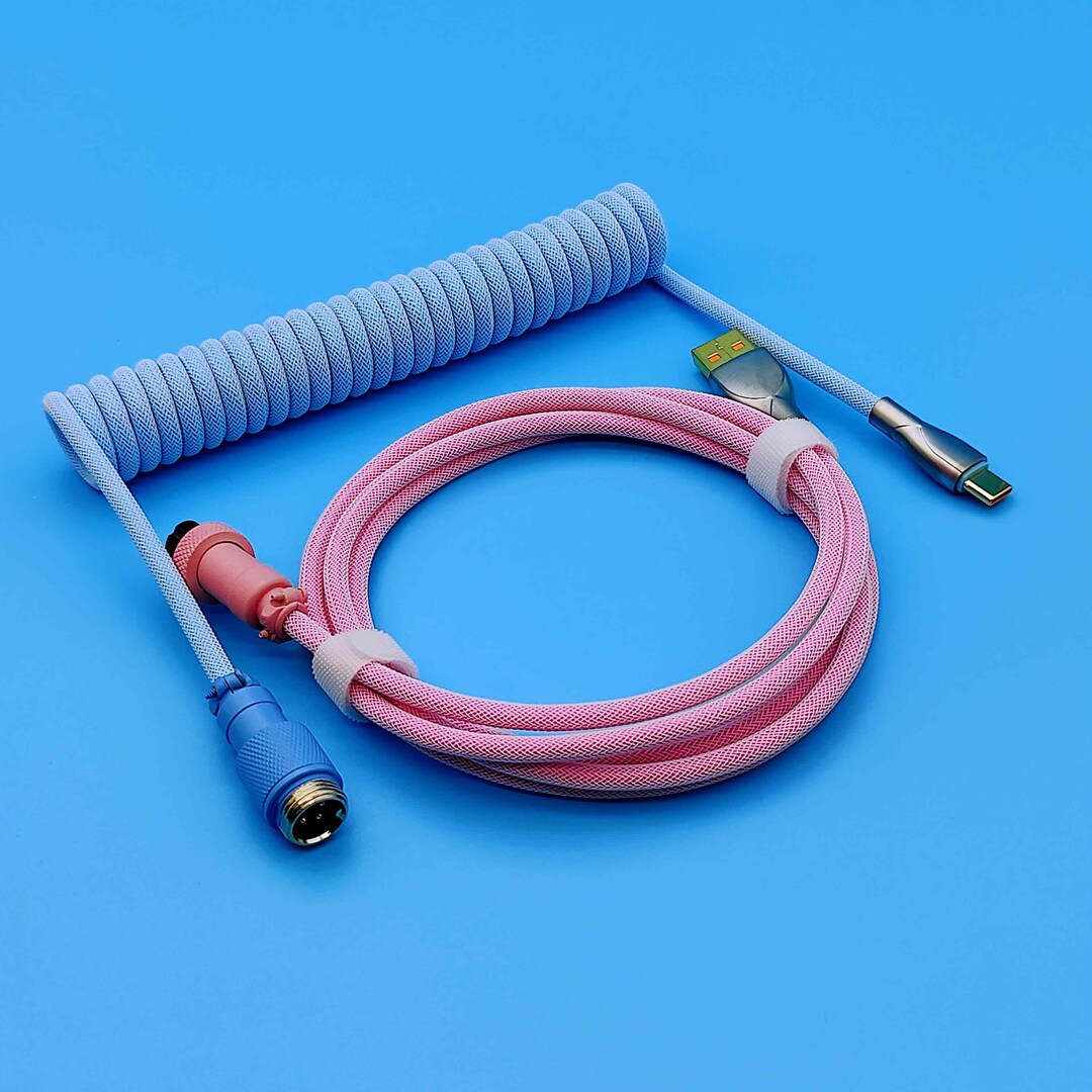 Sky Blue / Pink Coiled 185CM Type C USB Cable for Mechanical - Etsy