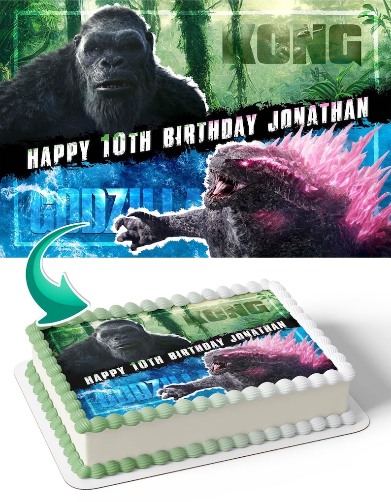Godzilla Vs Kong Edible Image Cake Topper Sheet Custom Icing - Etsy