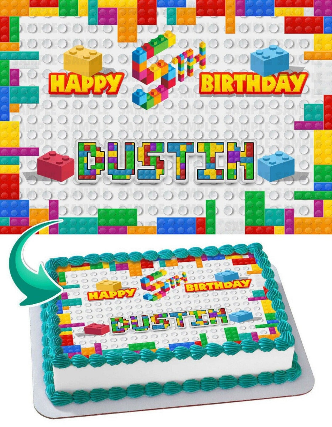Block Style Edible Image Cake Topper Sheet Custom Icing - Etsy