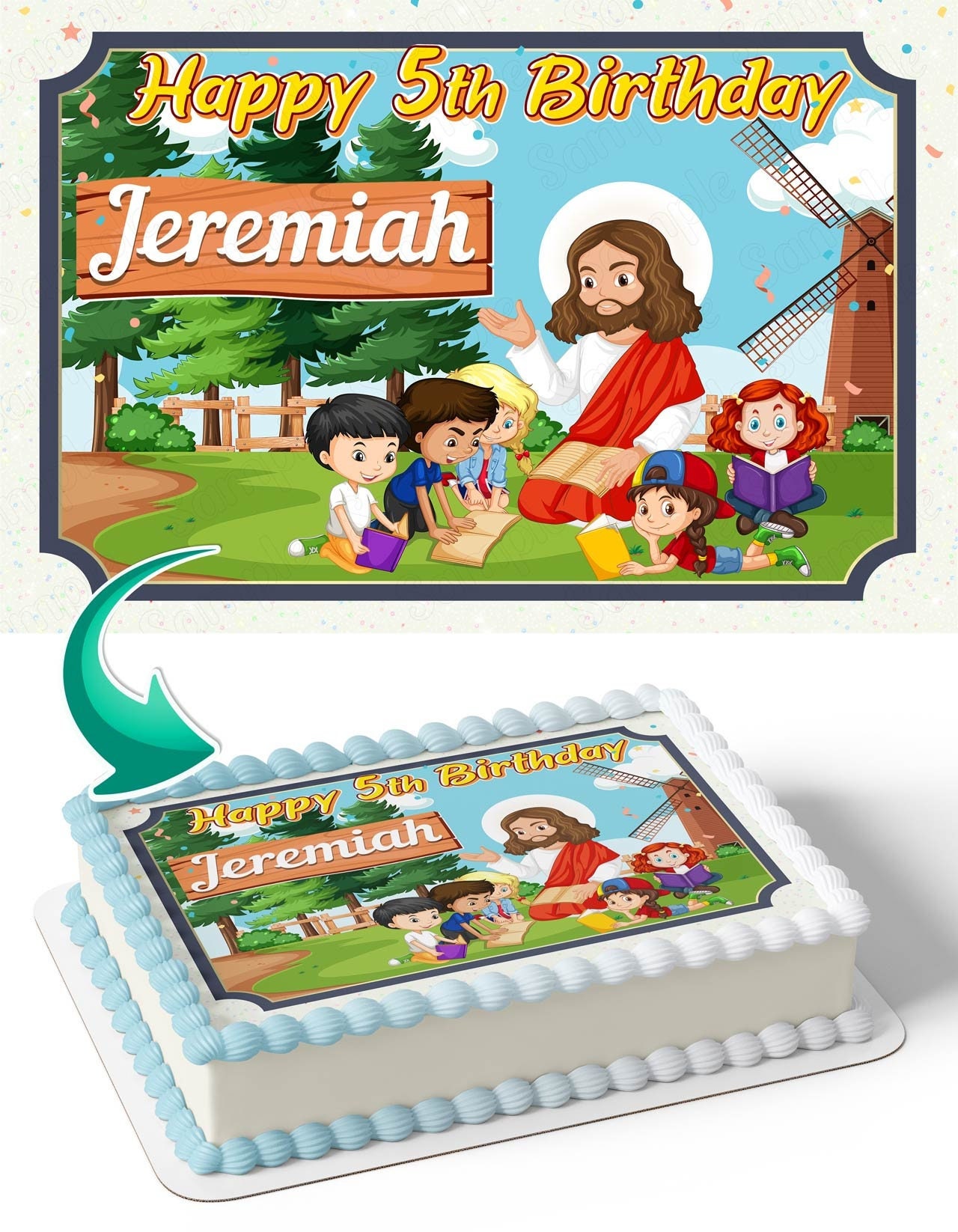 Bible Jesus of Nazareth Teaching Children Edible Image Cake Topper ...