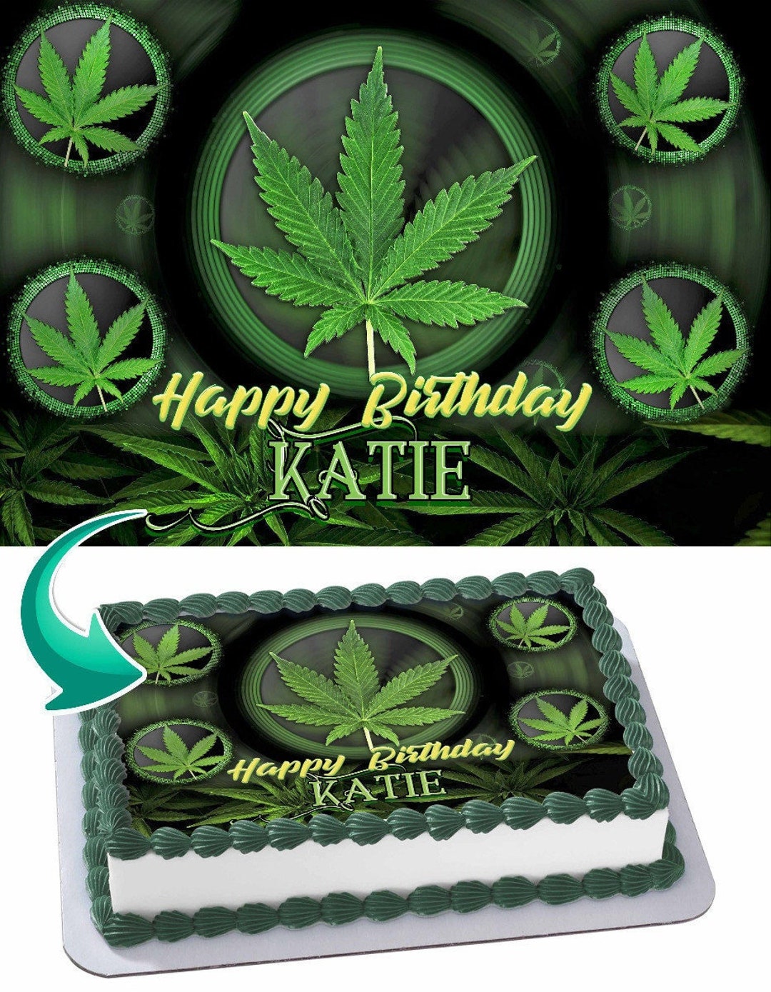 Cannabis Marijuana Marihuana Edible Image Cake Topper Personalized ...