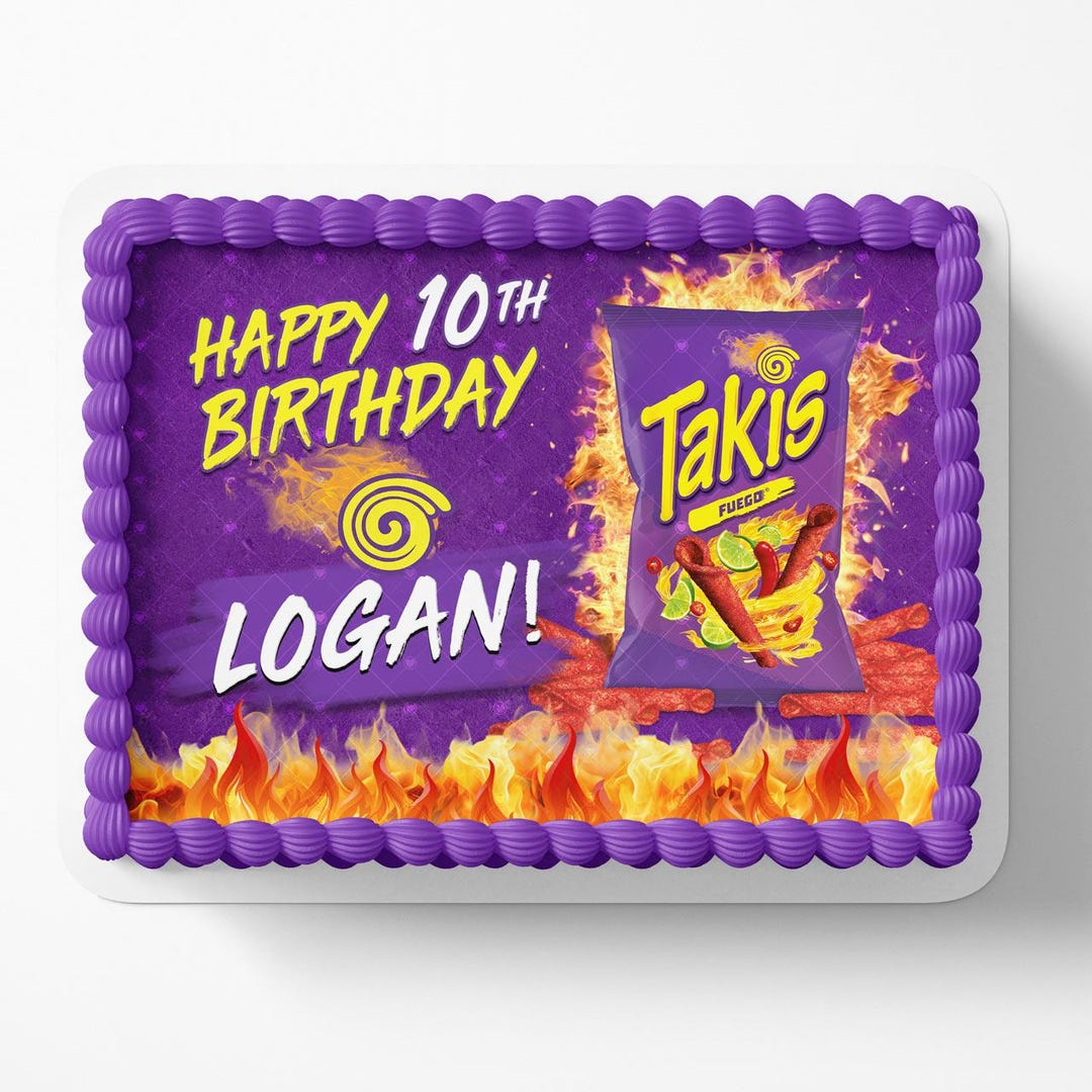 Takis Fuego Boys Girls Image Cake Topper Sheet Custom Icing - Etsy