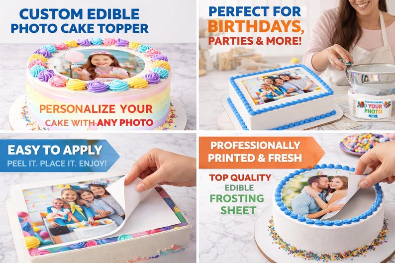 Custom Edible Photo Cake Topper – Personalized Birthday Cake Image ...