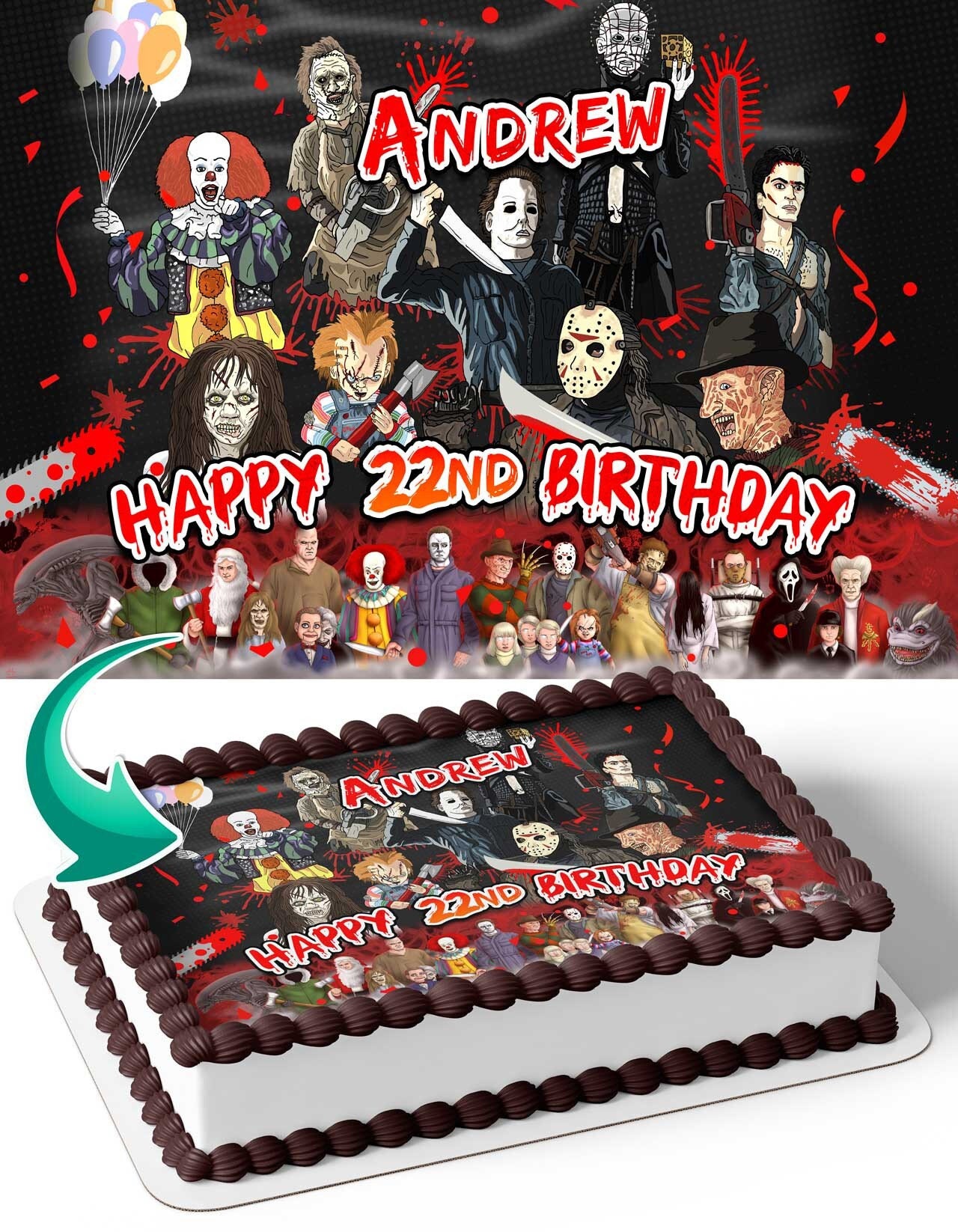 Horror Night Creepy Edible Image Cake Topper Sheet Custom Icing - Etsy