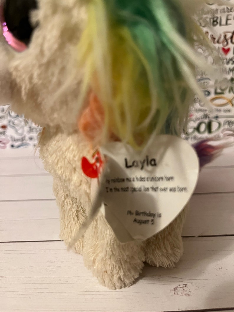 Ty Beanie Boo Layla the Unicorn Lion in Rainbow Claires - Etsy