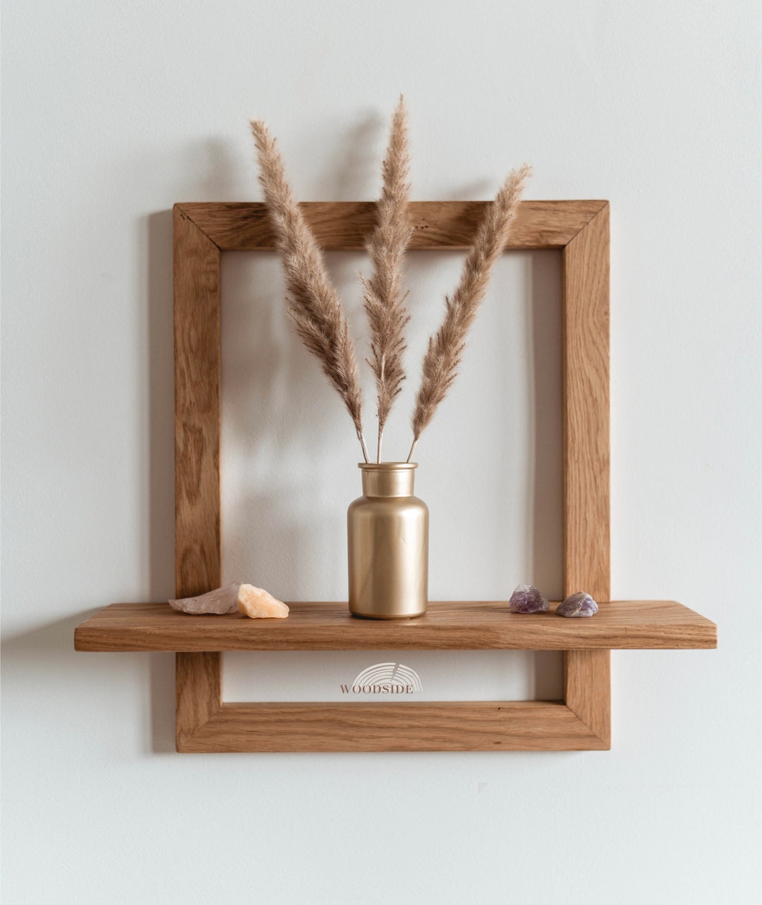 Rustic Square Geometric Floating Shelf Handmade From OAK Solid Wood ...