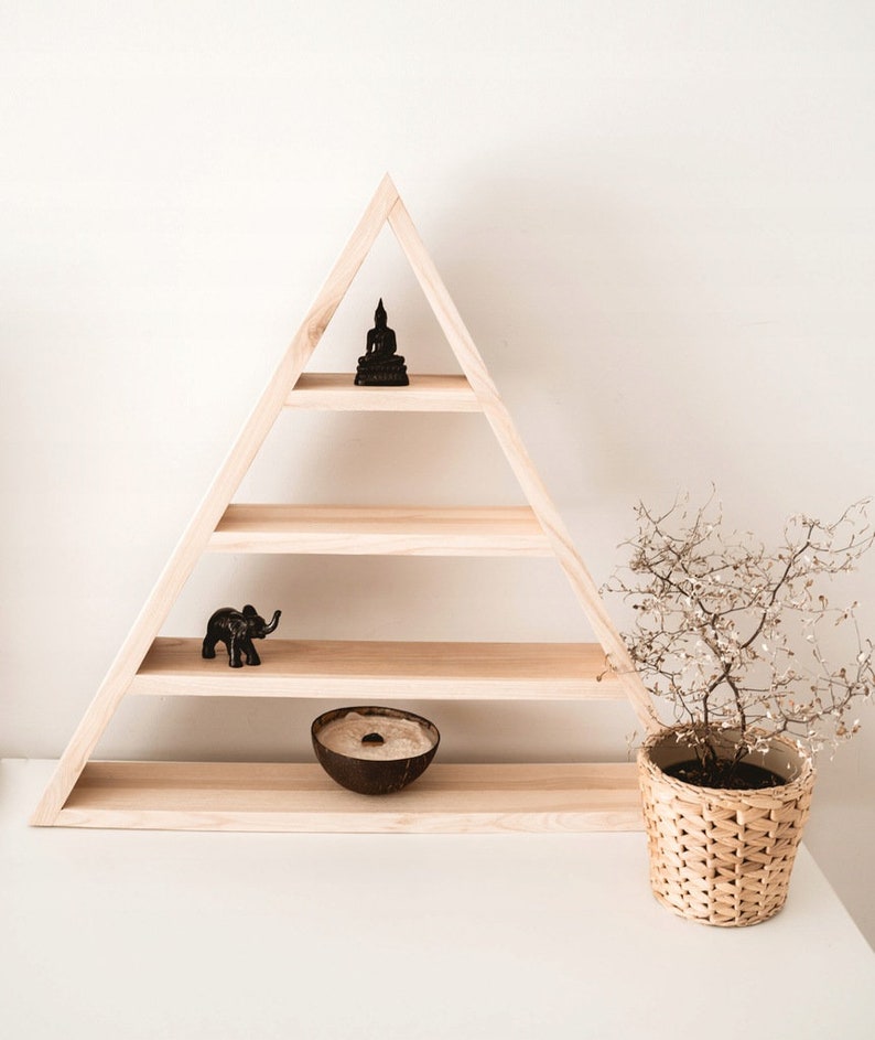 Triangle Geometric Floating Shelf Handmade From ASH Solid Wood! Wall ...