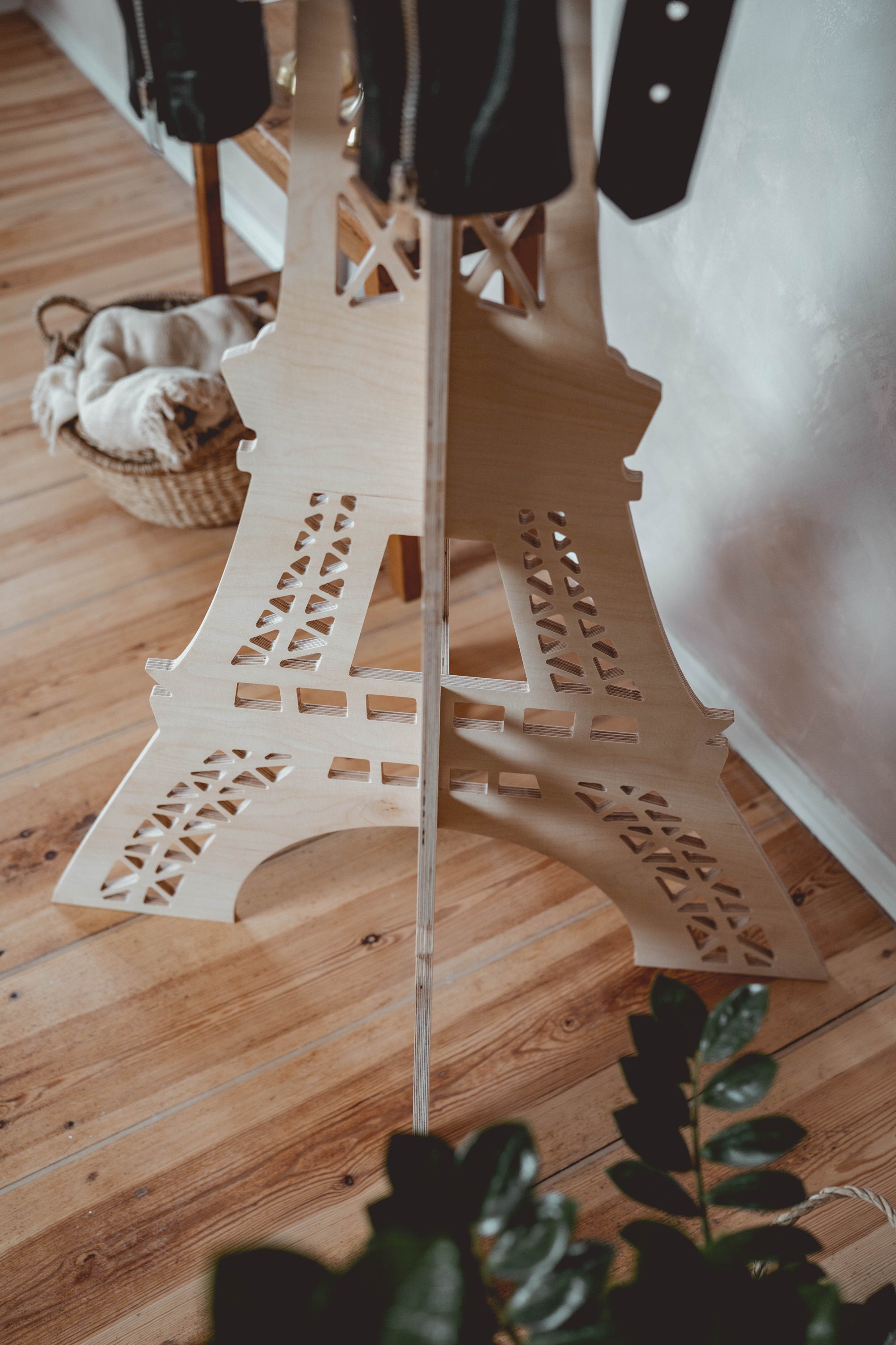 Original Wooden Coat Hanger, Standing Eiffel Tower, Hanger Standing for ...