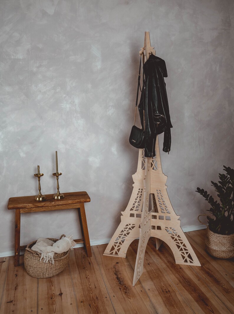 Original Wooden Coat Hanger, Standing Eiffel Tower, Hanger Standing for ...