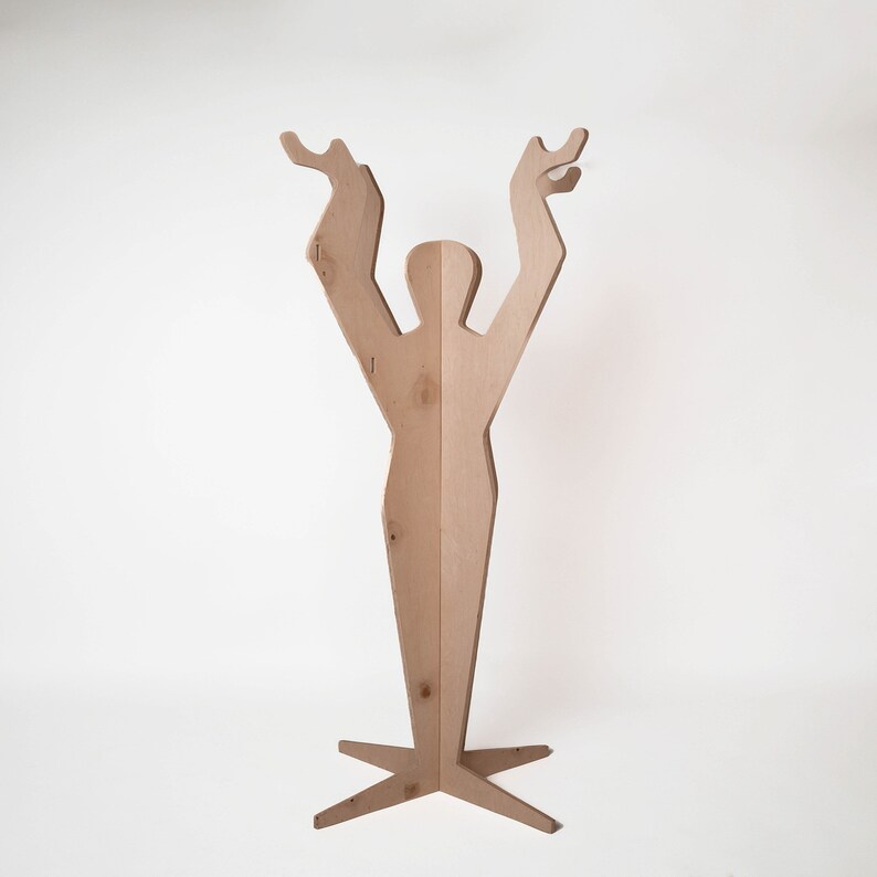 Coat Rack Freestanding, Wooden Standing Hanger, Man of Wood, Standing ...