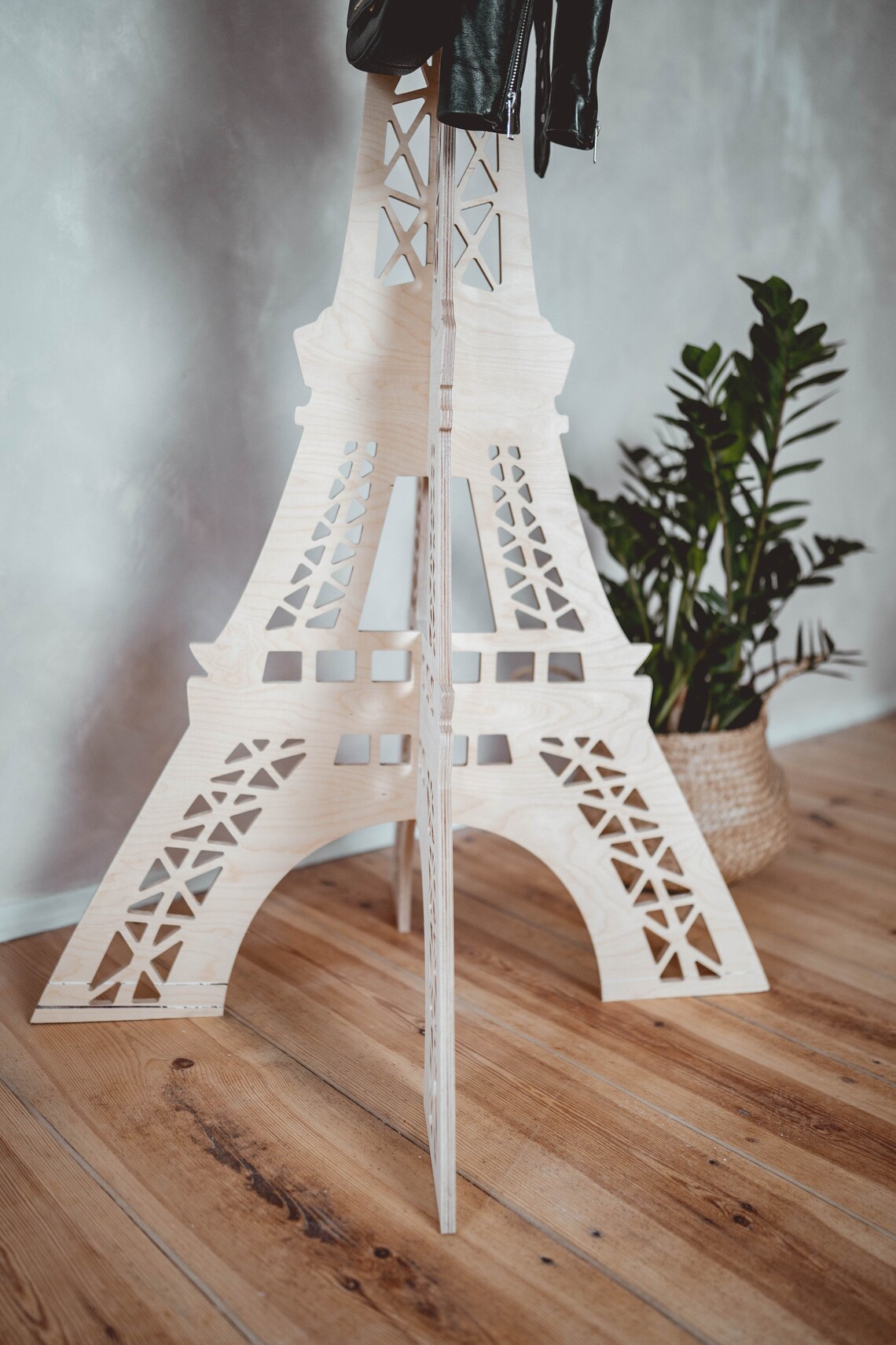 Original Wooden Coat Hanger, Standing Eiffel Tower, Hanger Standing for ...