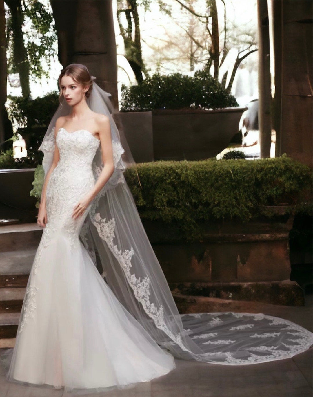 Cosette True Ivory Two Tier Ivory Lace Cathedral Wedding Veil - Etsy