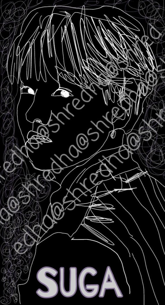 Suga BTS Line Art Wallpaper/lockscreen for Android and Apple - Etsy
