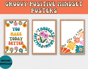 Groovy Positive Mindset Classroom Posters Groovy Bulletin - Etsy