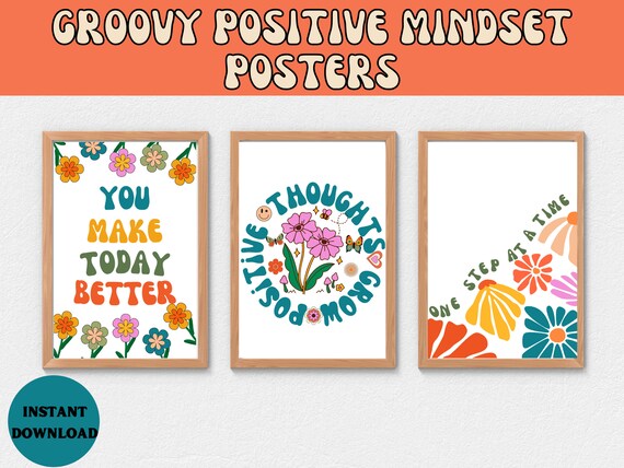 Groovy Positive Mindset Classroom Posters Groovy Bulletin - Etsy