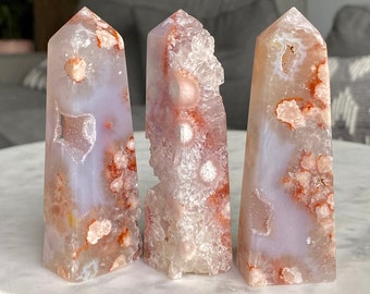 Light Pink Amethyst Flower Agate Druzy Towers - Etsy