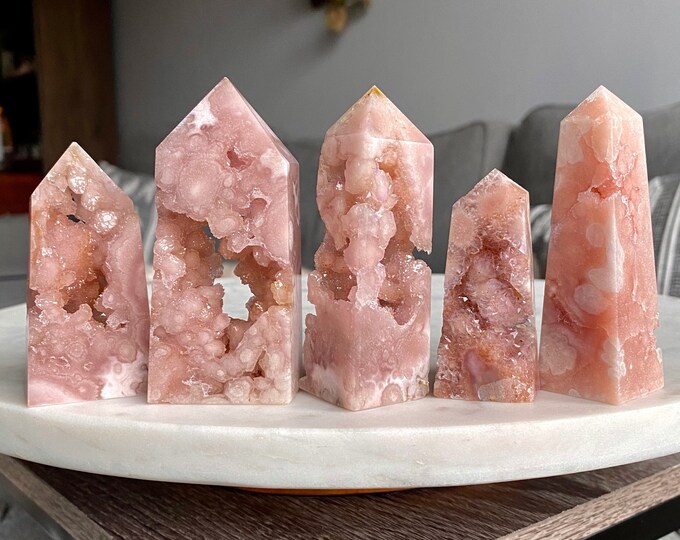 Bumblegum Pink Amethyst Flower Agate Druzy Towers - Etsy