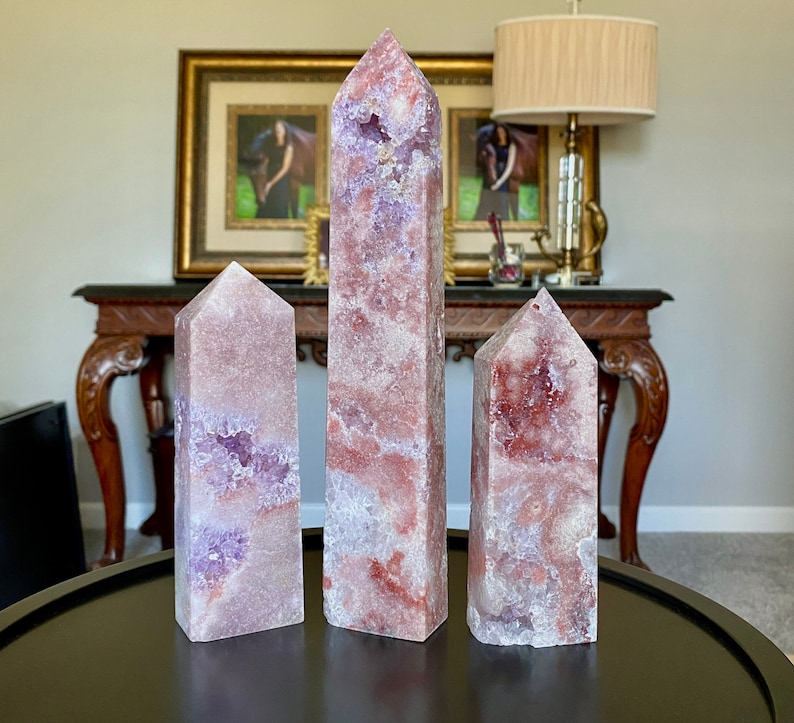 High Grade Pink Amethyst Flower Agate Towers - Etsy