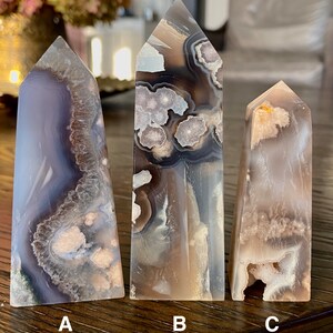 Black Flower Agate Towers - Etsy