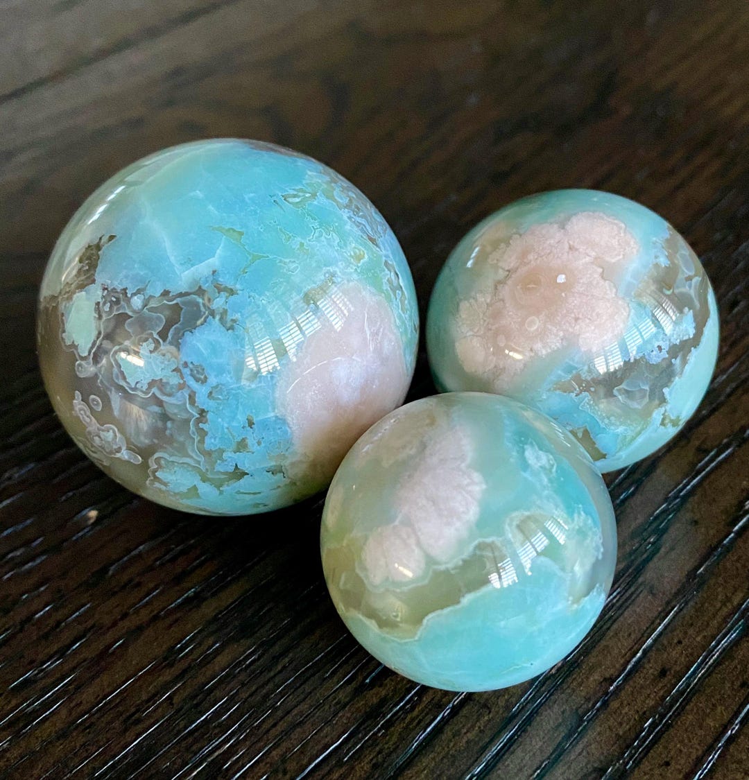 RARE Green Flower Agate Spheres - Etsy