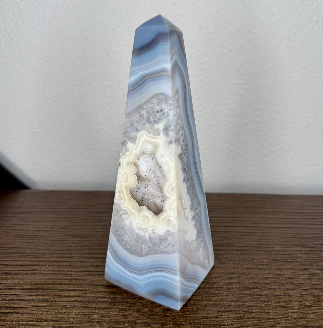 Large Blue and Creamy Botryoidal Brazilian Agate Tower - Etsy