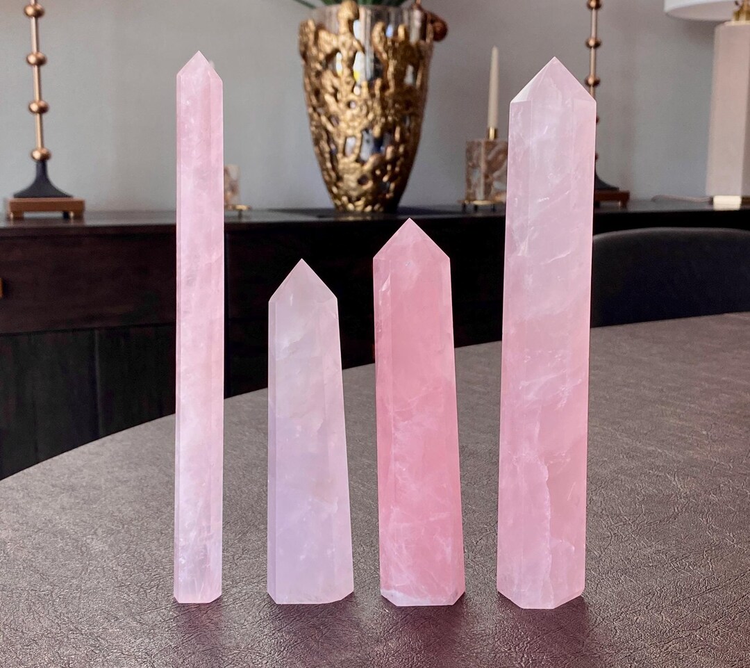 Gemmy Rose Quartz Towers - Etsy