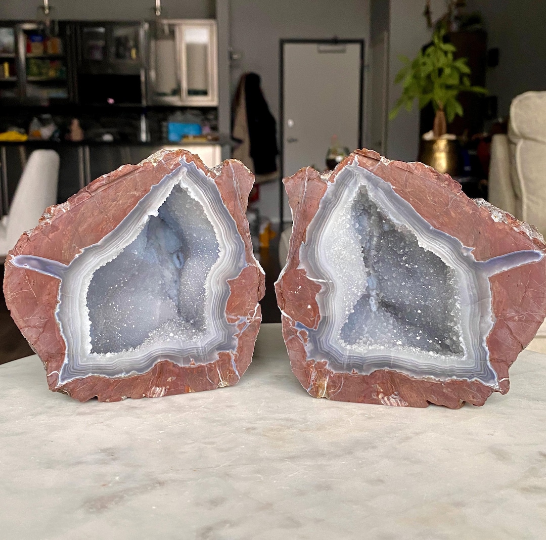 Druzy Blue Utah Dugway Geode PAIR - Etsy